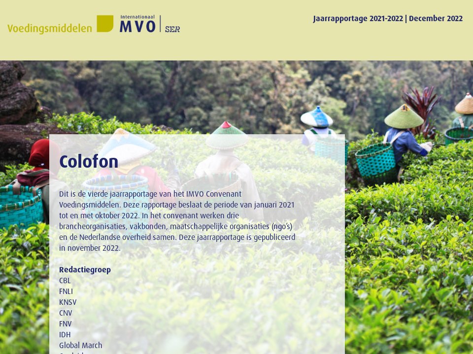 G-Colofon - IMVO Jaarrapportage Voedingsmiddelen 2021-2022